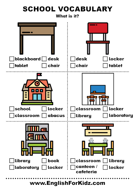 School Vocabulary Worksheets (Free PDF)