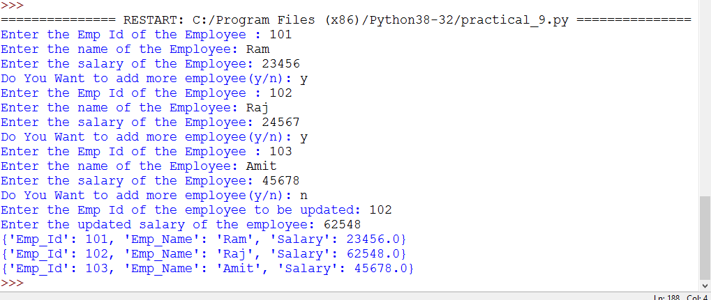 Tgtpgtcs Practical No 9 Create A Binary File With Eid Ename And Salary And Update The