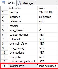 SQL Server Torque: How to check the isolation level