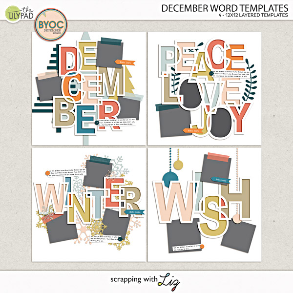 NEW December BYOC: December Words, Shapes and Cut Outs / Scrapping with Liz