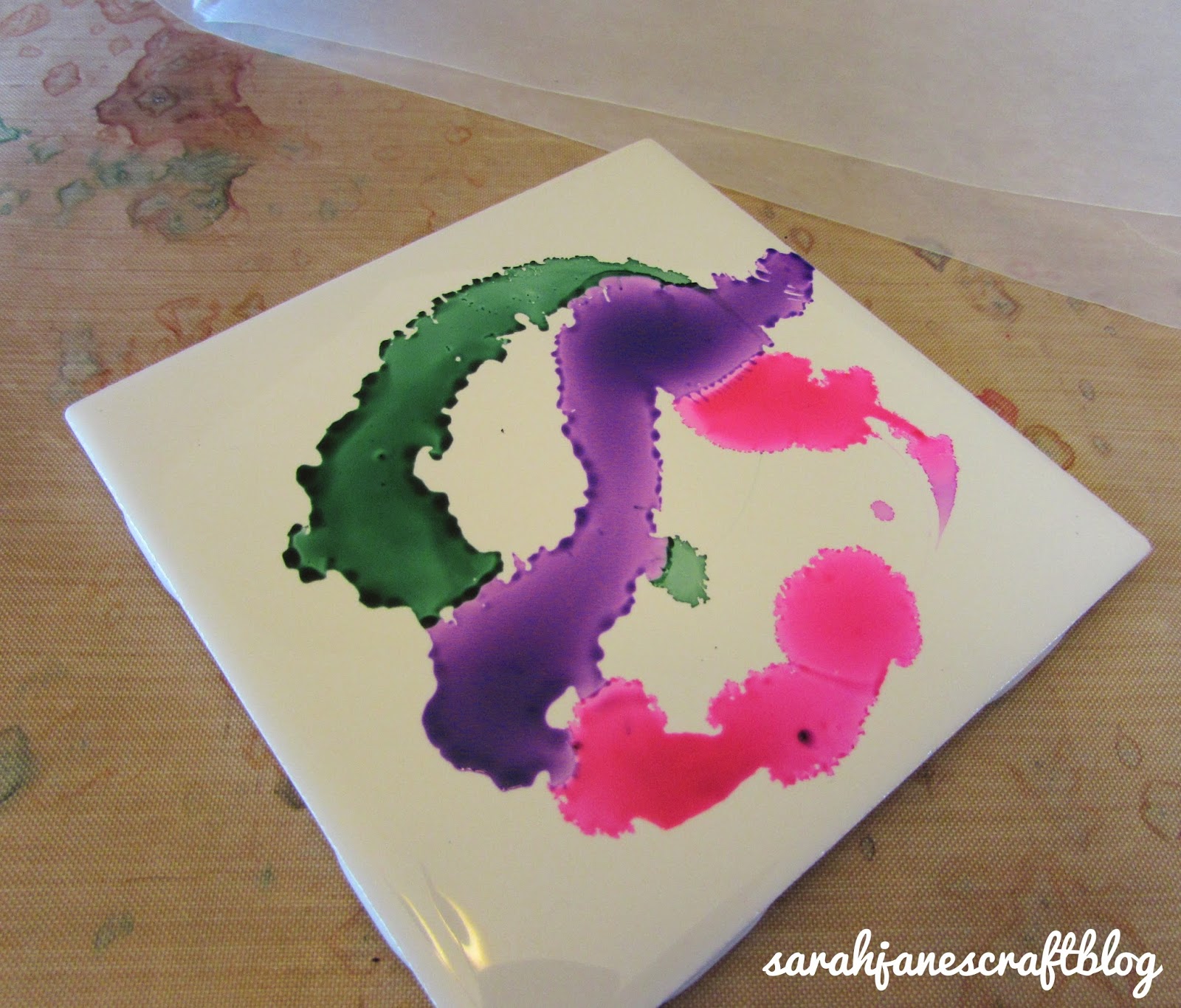 Applying Alcohol Ink with Wax Paper