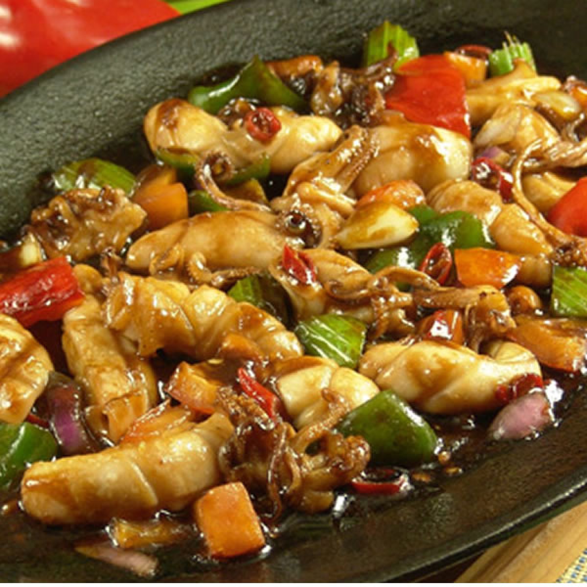 COMIDA CHINO - PERUANA.: CALAMARES CON TAUSI / Calamari with TAUS / 鱿鱼陶西