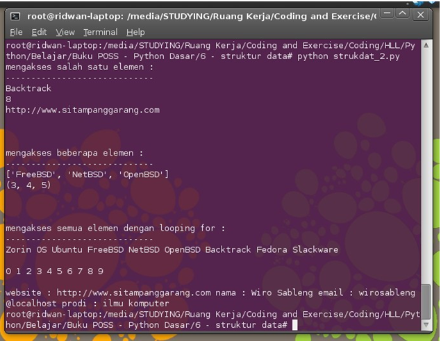 Cara Akses List, Tuple, dan Dictionary pada pemrograman python