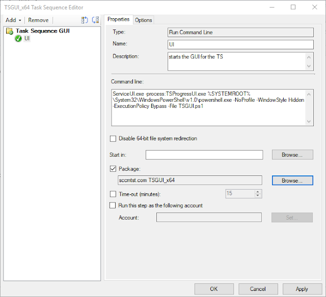 SCCM Task Sequence GUI - How to set up the TS to work with a GUI
