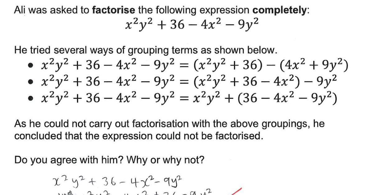 2021 S1-06 Mathematics: [Challenging Question] Algebra - Factorisation (Hybrid)