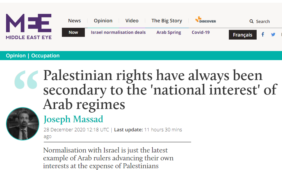 Joseph Massad and "The Ugly Palestinian" ~ Elder Of Ziyon - Israel News