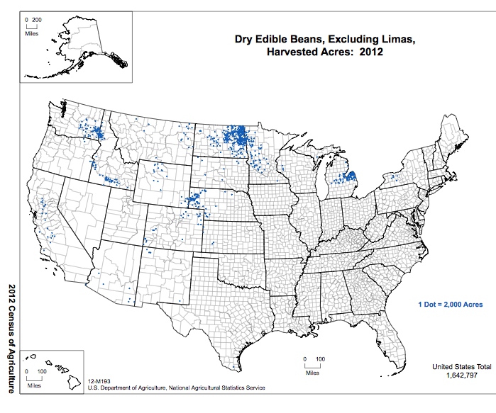 Map of Dry Bean Acres in U.S. | Big Picture Agriculture