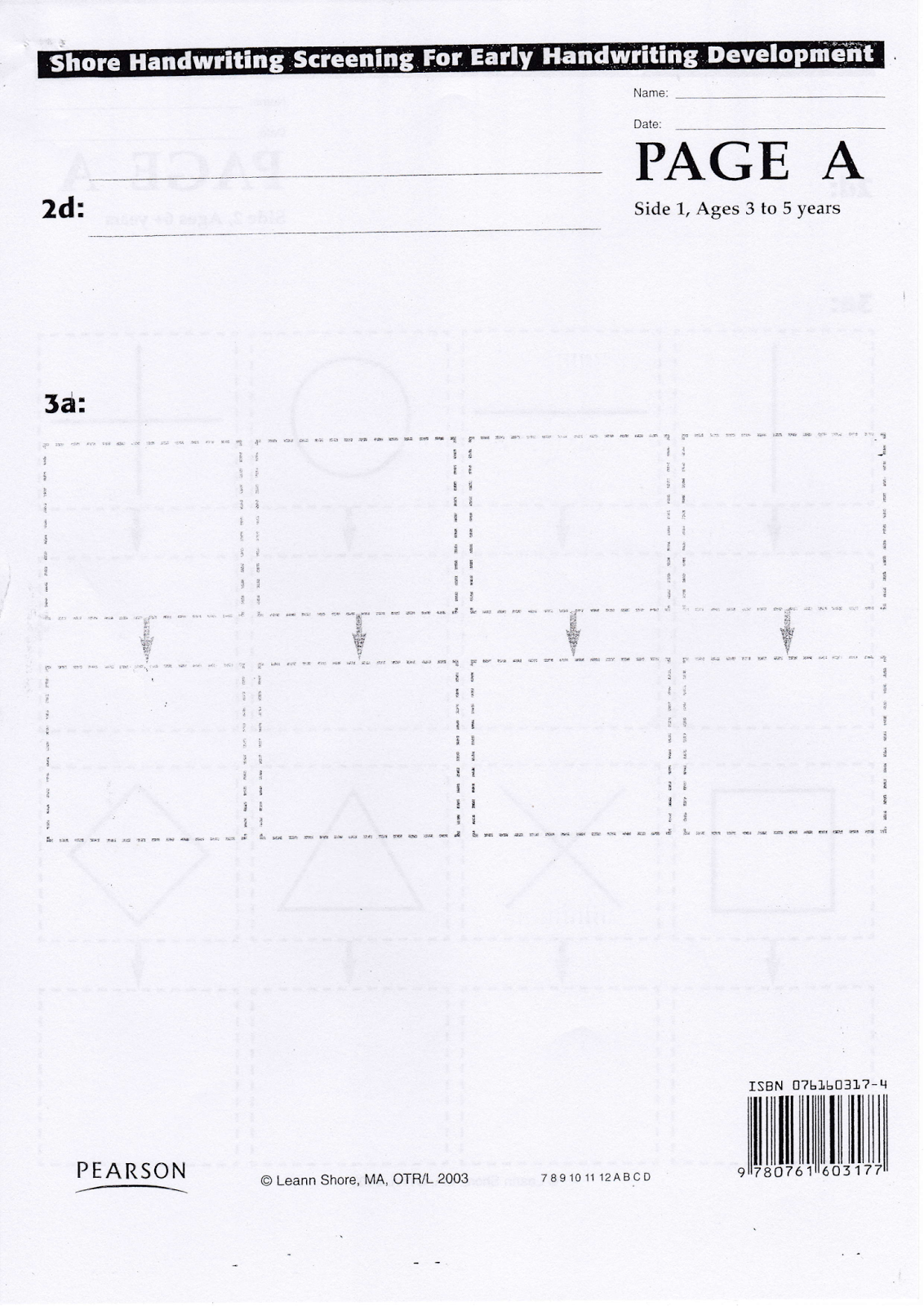 Shore Handwriting Screening for Early Handwriting Development