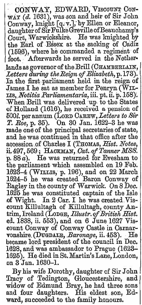 Knights and Sirs - A Privileged Heritage: Edward Conway 1564-1631