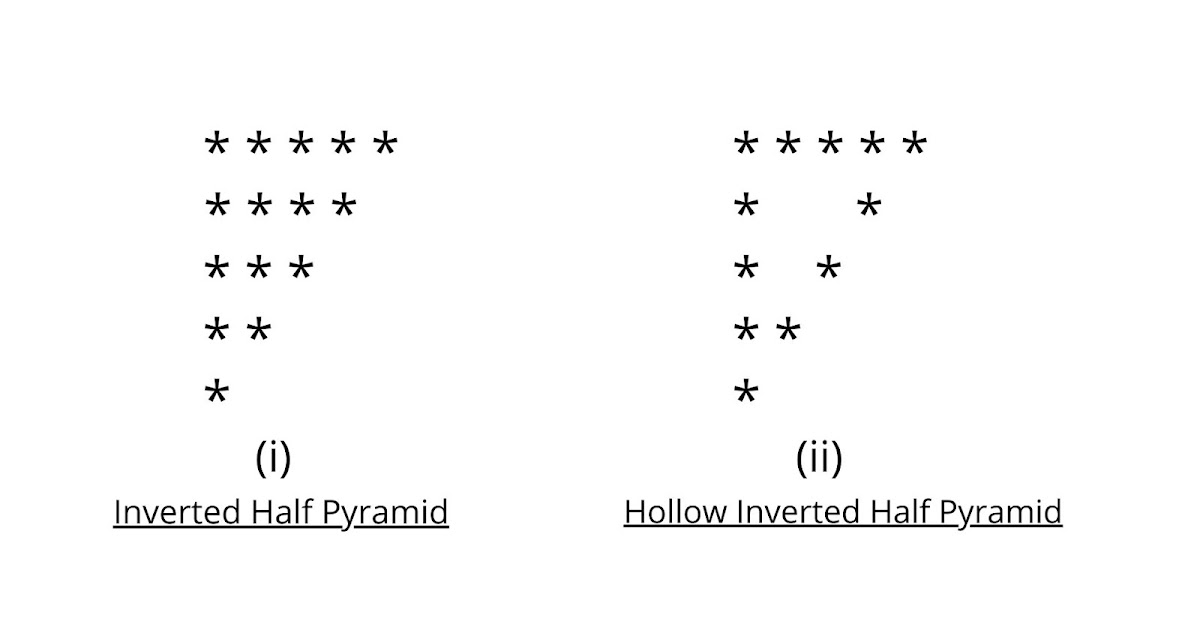 C++ program to print Inverted Half Pyramid and Hollow Inverted Half ...