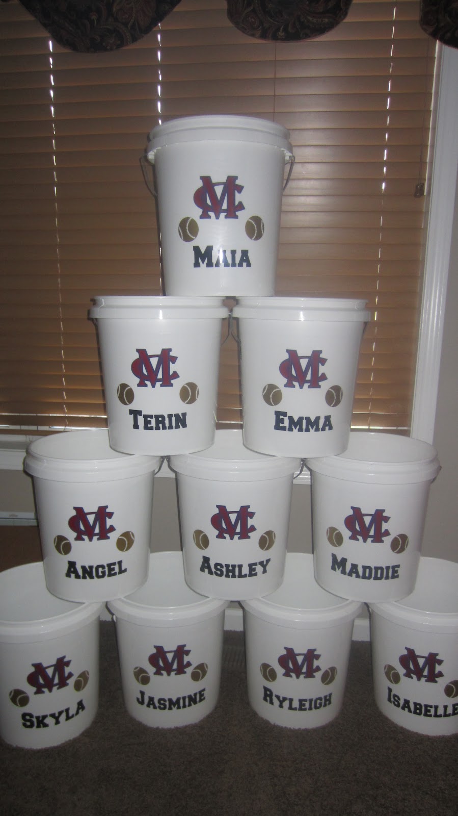 WhatACuteIdea!: Custom "Dugout" Buckets for Sports Teams