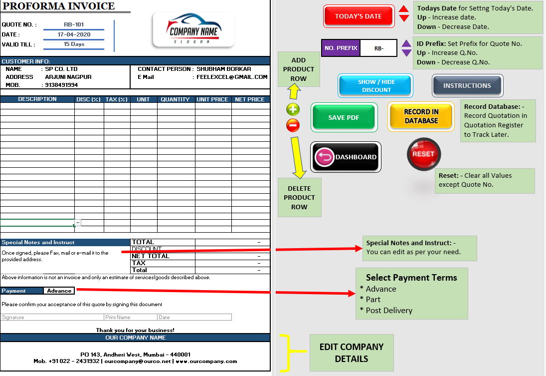 The Functions in Microsoft Excel: QUOTATION MAKER / PROFORMA INVOICE ...