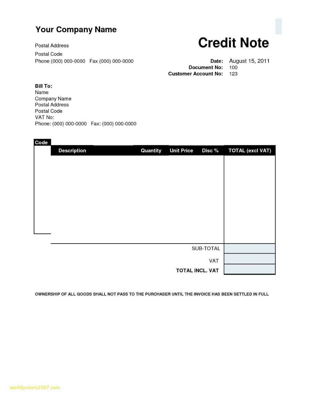 Dummy Bill Format - Invoice Template
