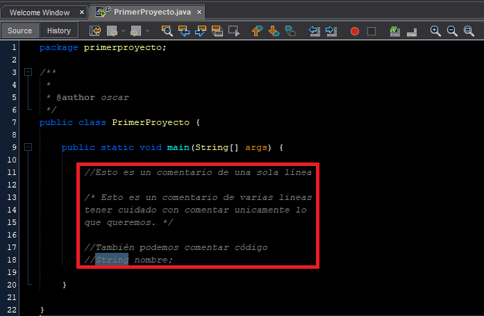 Estructura básica de un programa.