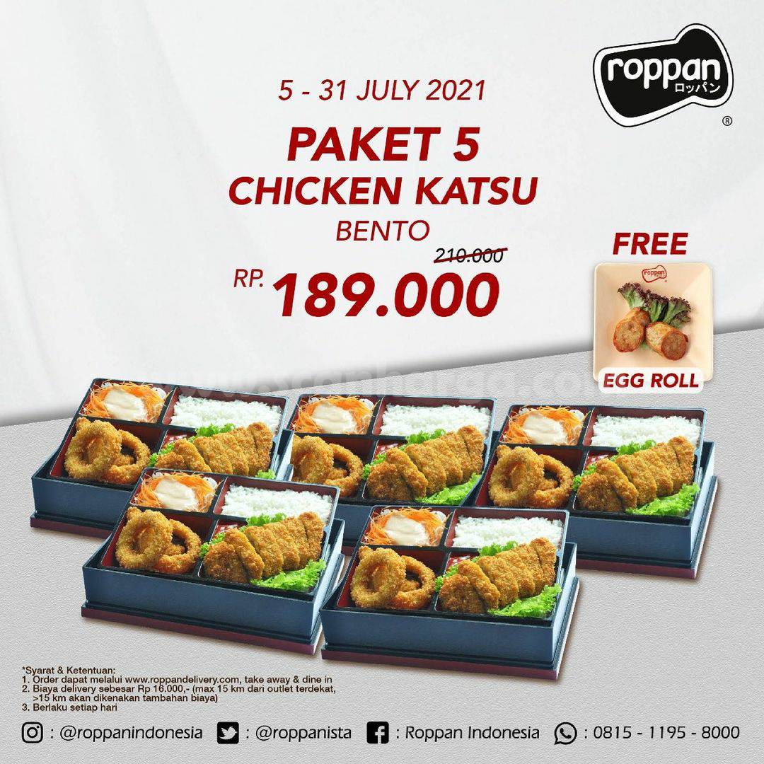 Roppan Promo Paket 5 Bento Mix + Gratis Egg Roll harga mulai 189K ...