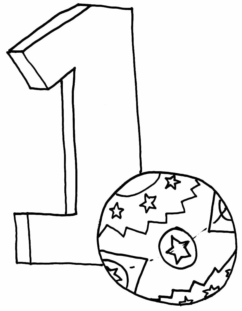 1 - one - number one coloring pages for kids