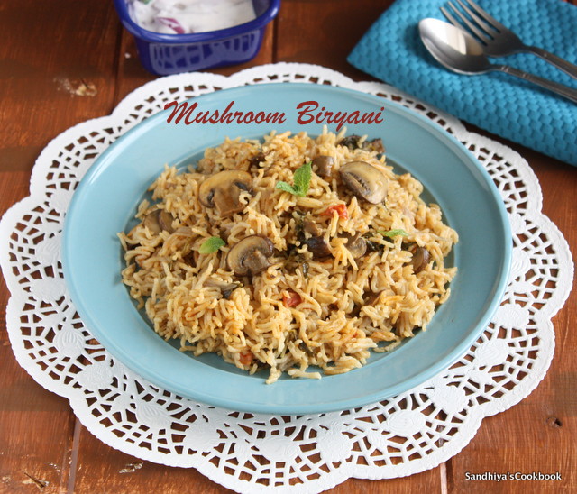 Sandhiya's Cookbook: Mushroom Biryani | Mushroom Biryani in pressure ...