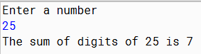 Sum Of Digits | Write a program in Java to print the sum of digits of a ...
