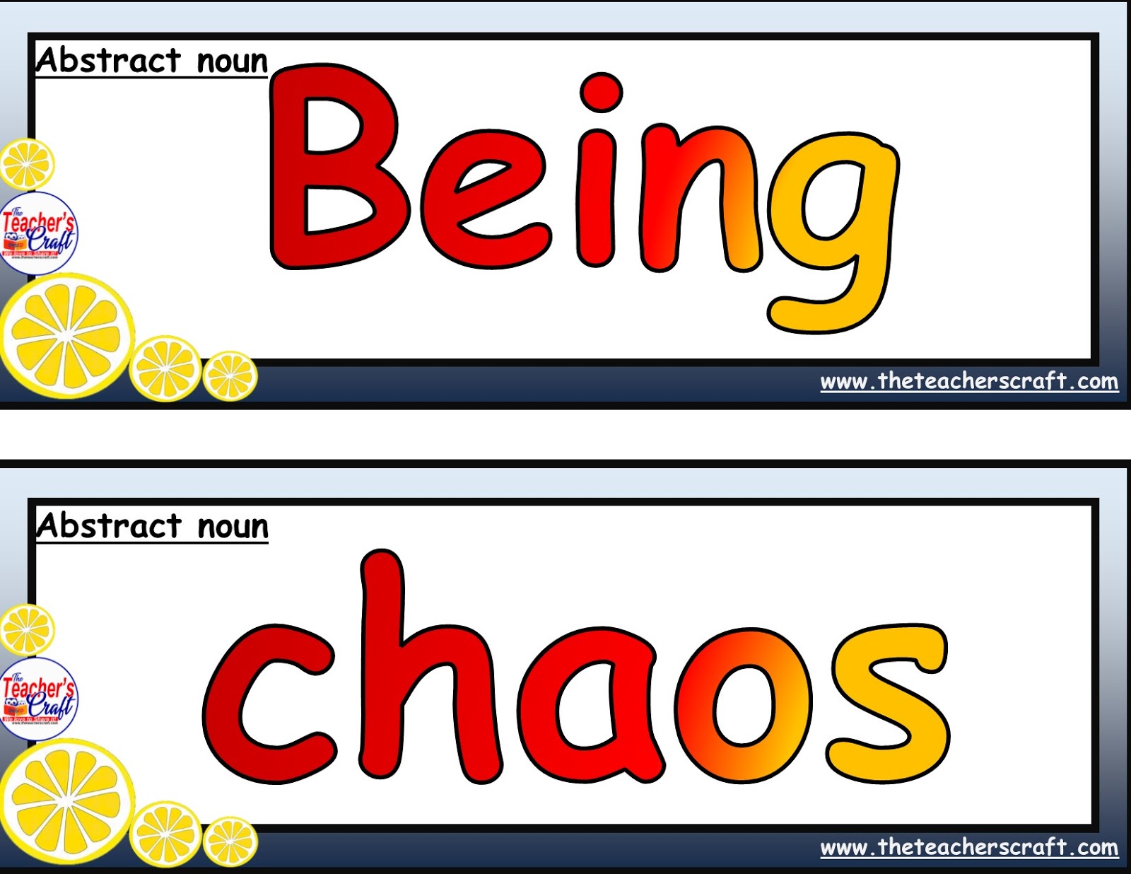 Abstract Nouns 20 Sets - The Teacher's Craft