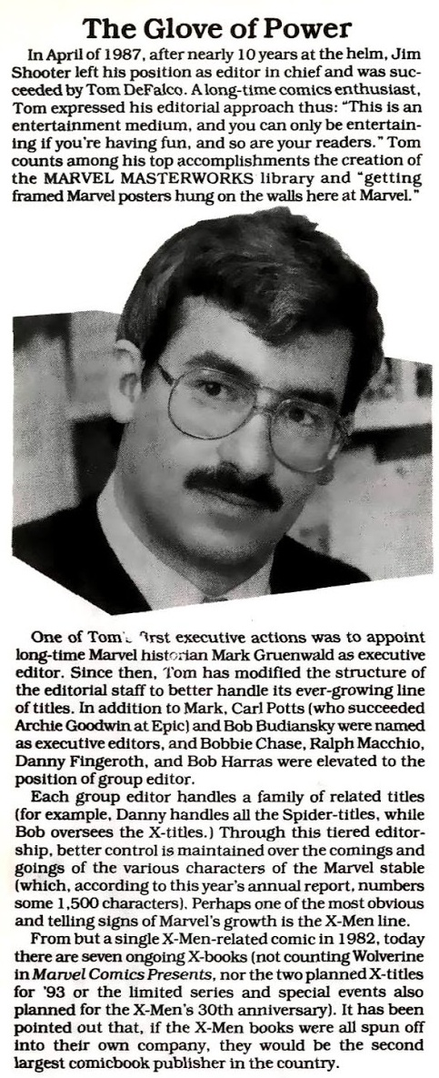 Marvel Comics of the 1980s: 1987 - Tom DeFalco, Marvel's New Editor-in ...