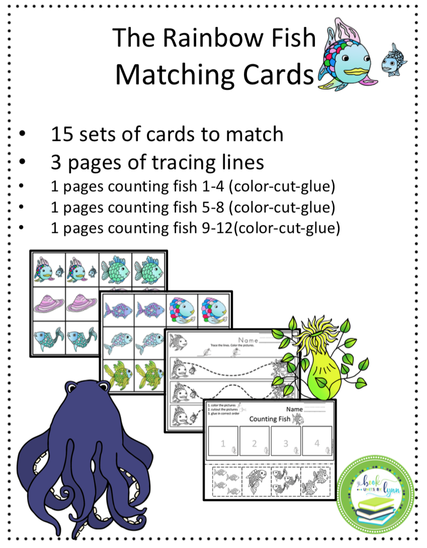 THE RAINBOW FISH MATCHING, COUNTING, AND FINE MOTOR TRACING LINES ...