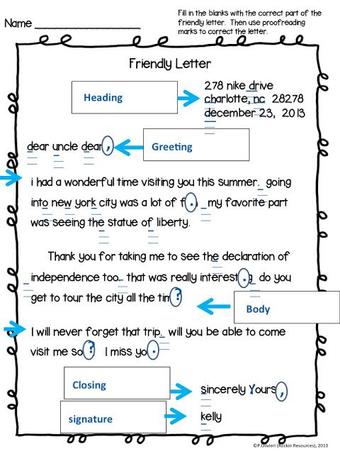 Friendly Letter Format Third Grade - Birthday Letter