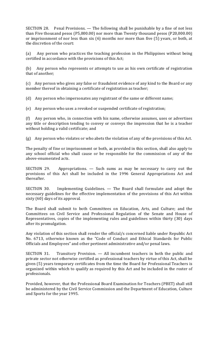 ra 7836 - philippin news collections