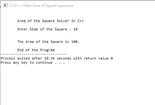 Free Programming Source Codes And Computer Programming Tutorials Area Of The Square Solver In C