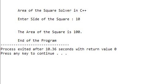 Free Programming Source Codes And Computer Programming Tutorials Area Of The Square Solver In C