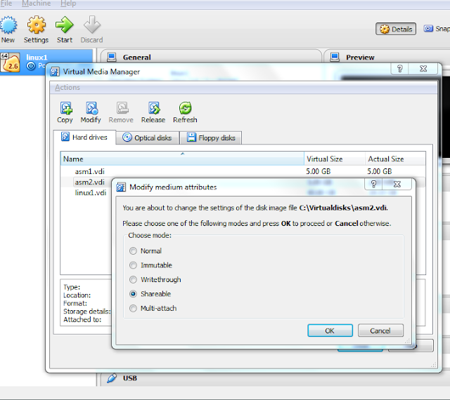 Learn Oracle Concepts: create shared disks (vdi) on Virtualbox for ASM ... Learn Oracle Concepts: create shared disks (vdi) on Virtualbox for ASM ...