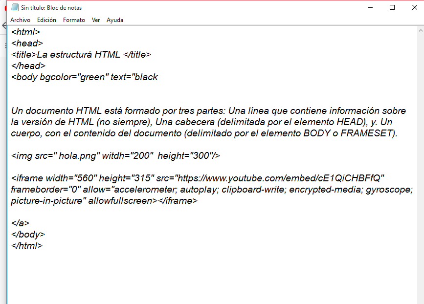 La estructura HTML