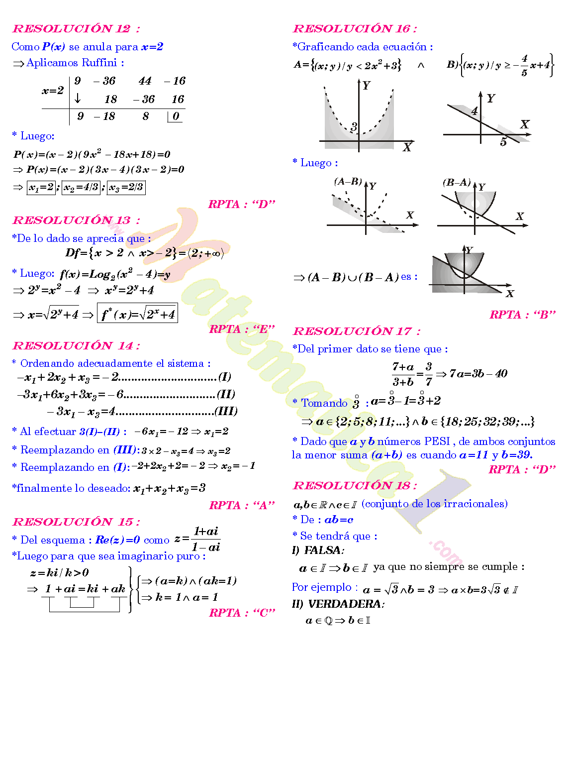 ÁLGEBRA PROBLEMAS RESUELTOS DE NIVEL UNI DE EXAMEN DE ADMISIÓN A LA ...