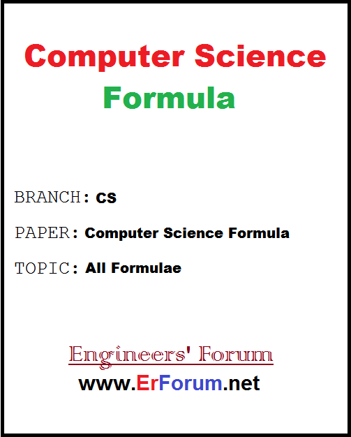 Computer Science Formula Book Erforum Forum For Gate Ese Psus Engineers Forum