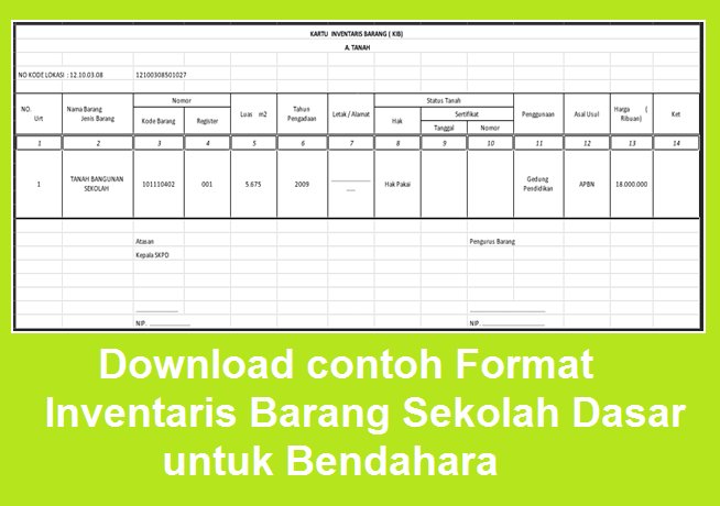 Download contoh Format Inventaris Barang Sekolah Dasar untuk Bendahara ...
