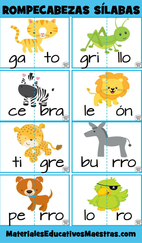 Rompecabezas de Sílabas | Materiales Educativos para Maestras