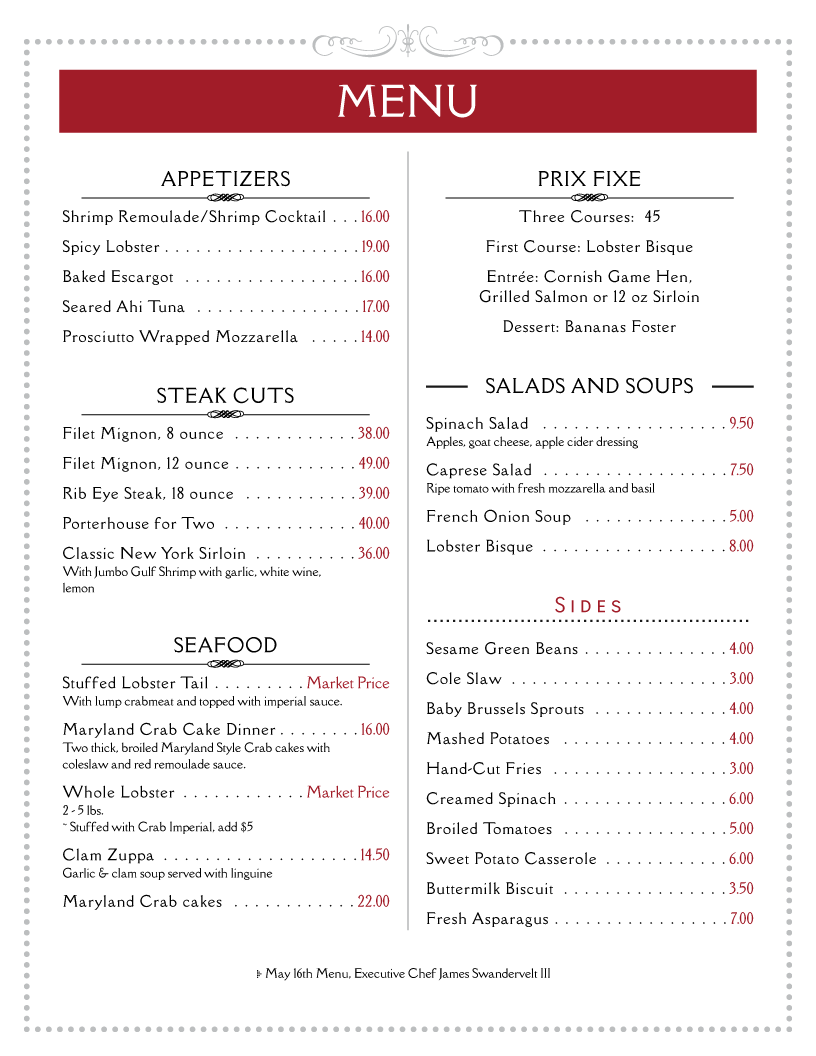 Prix Fixe Menu Template - Collage Template
