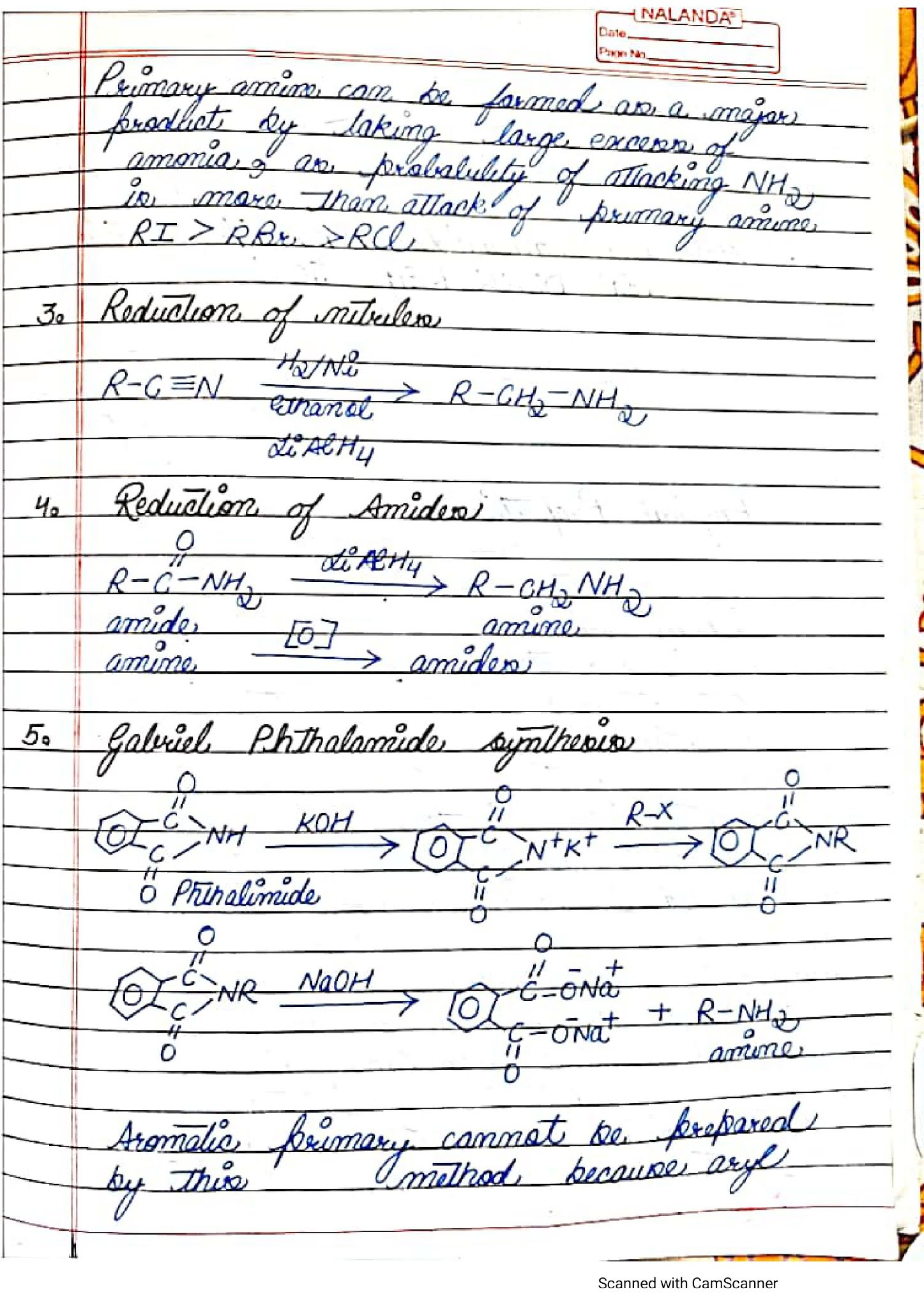Chemistry Chapter 13- Amines Class 12 Handwritten Notes PDF download