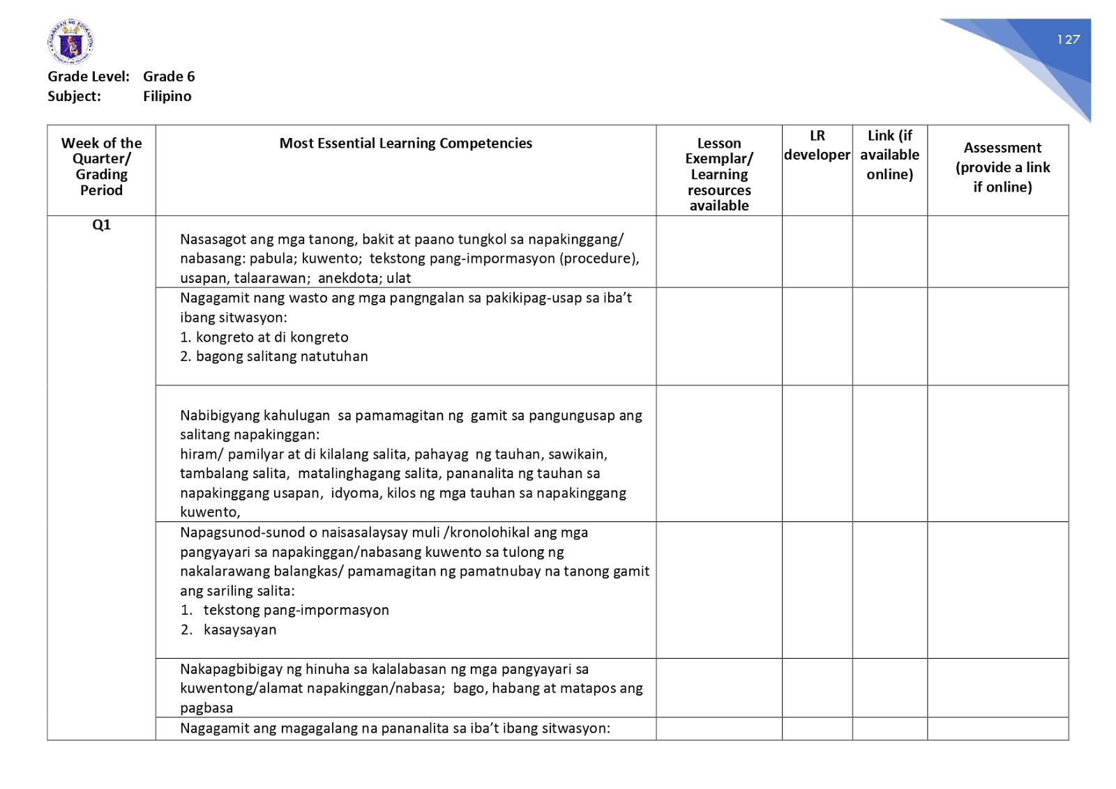 DepEd Memos, Orders & Results: Most Essential Learning Competencies in ...