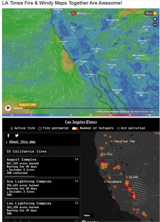 LA Times Fire & Windy Maps Together Are Awesome!