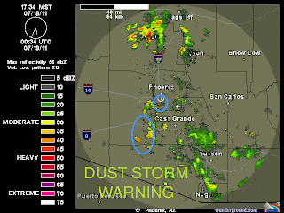 The Weather Centre: July 18 Phoenix AZ Sandstorm on Radar