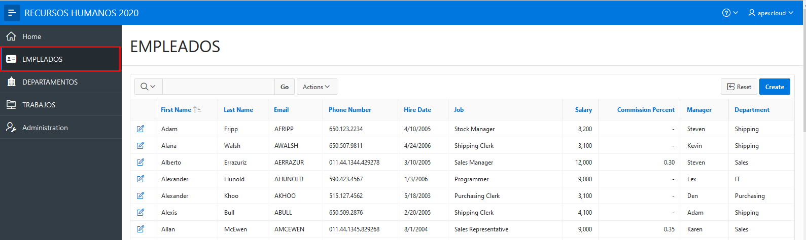 Formularios y Reportes en Oracle Apex 19.1 ejecutando sobre Oracle ...