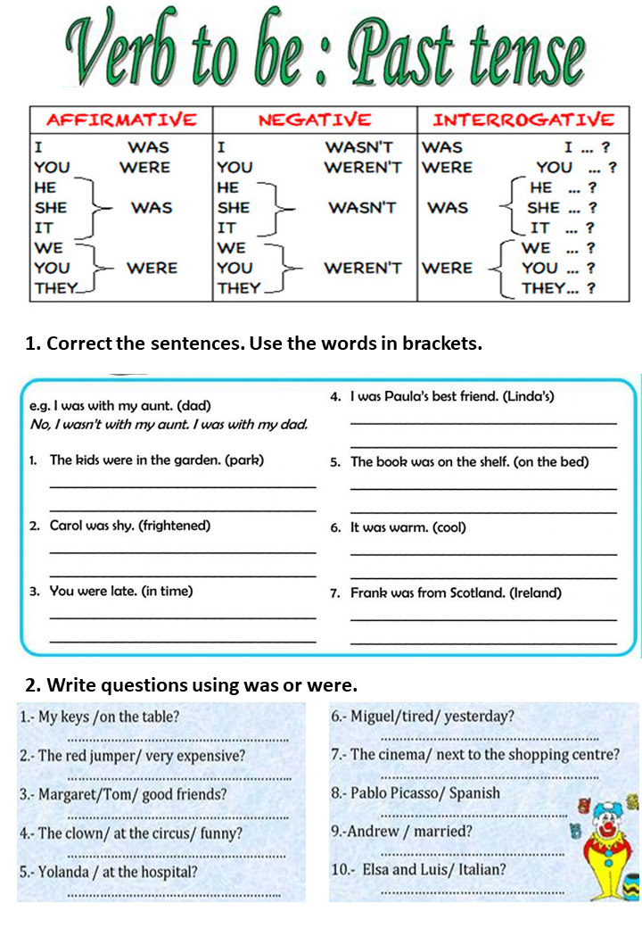 Pop into the English bubble: VERB TO BE IN THE PAST TENSE