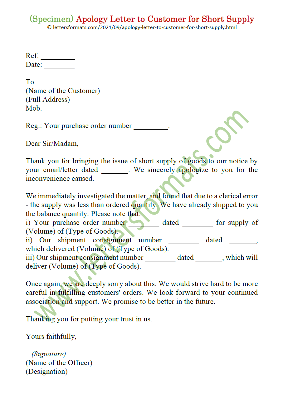 Apology Letter Format To Customer For Short Shipment Supply apology-letter-format-to-customer-for-short-shipment-supply