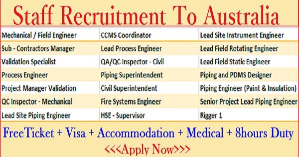 STAFF RECRUITMENT TO AUSTRALIA