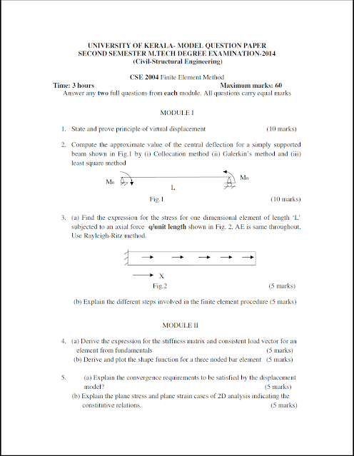 Kerala University M.Tech Finite Element Method- 2014 Question Paper - University Question Papers