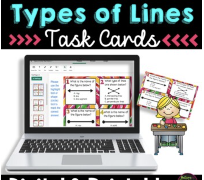 The Best of Teacher Entrepreneurs: Types of Lines Task Cards | Digital ...