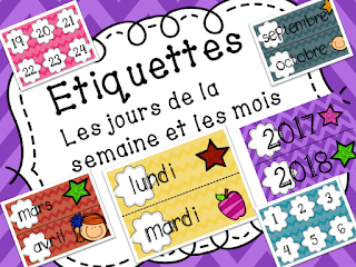 la classe de caro.: Etiquettes - Jours de la semaines, mois, dates