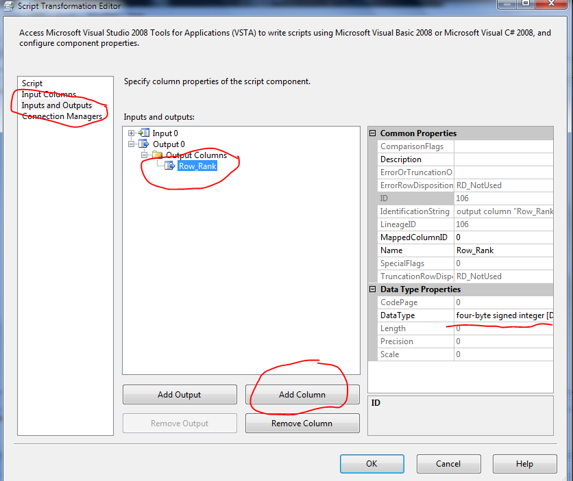ROW_NUMBER () using SSIS