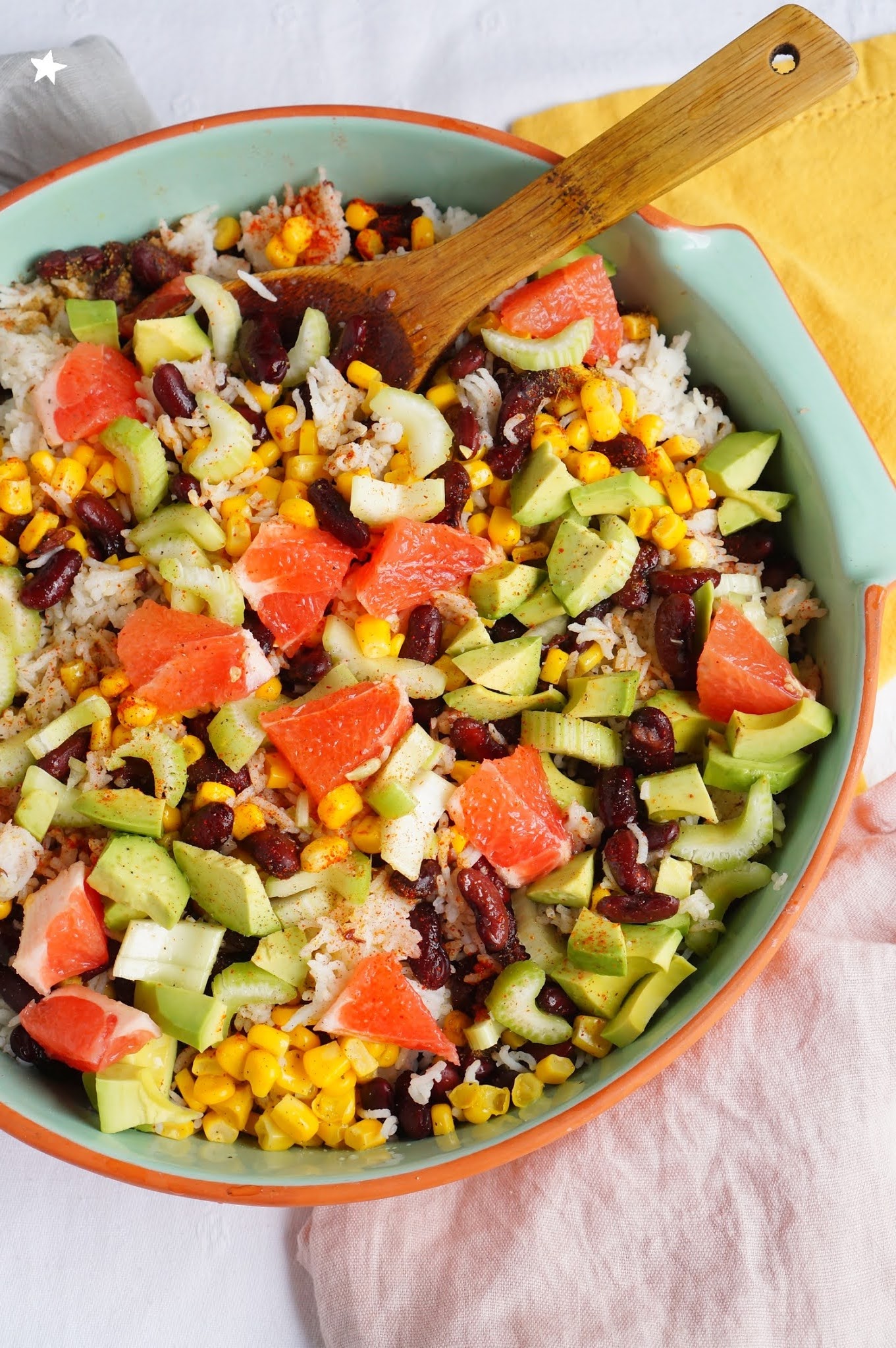 Farine d'étoiles: Salade haricots rouges, riz, pomelo, céleri...(vegan ...