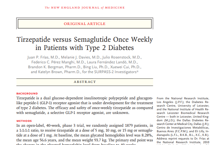 RedgedapS: SURPASS-2: Tirzepatida vs semaglutida semanal en pacientes ...